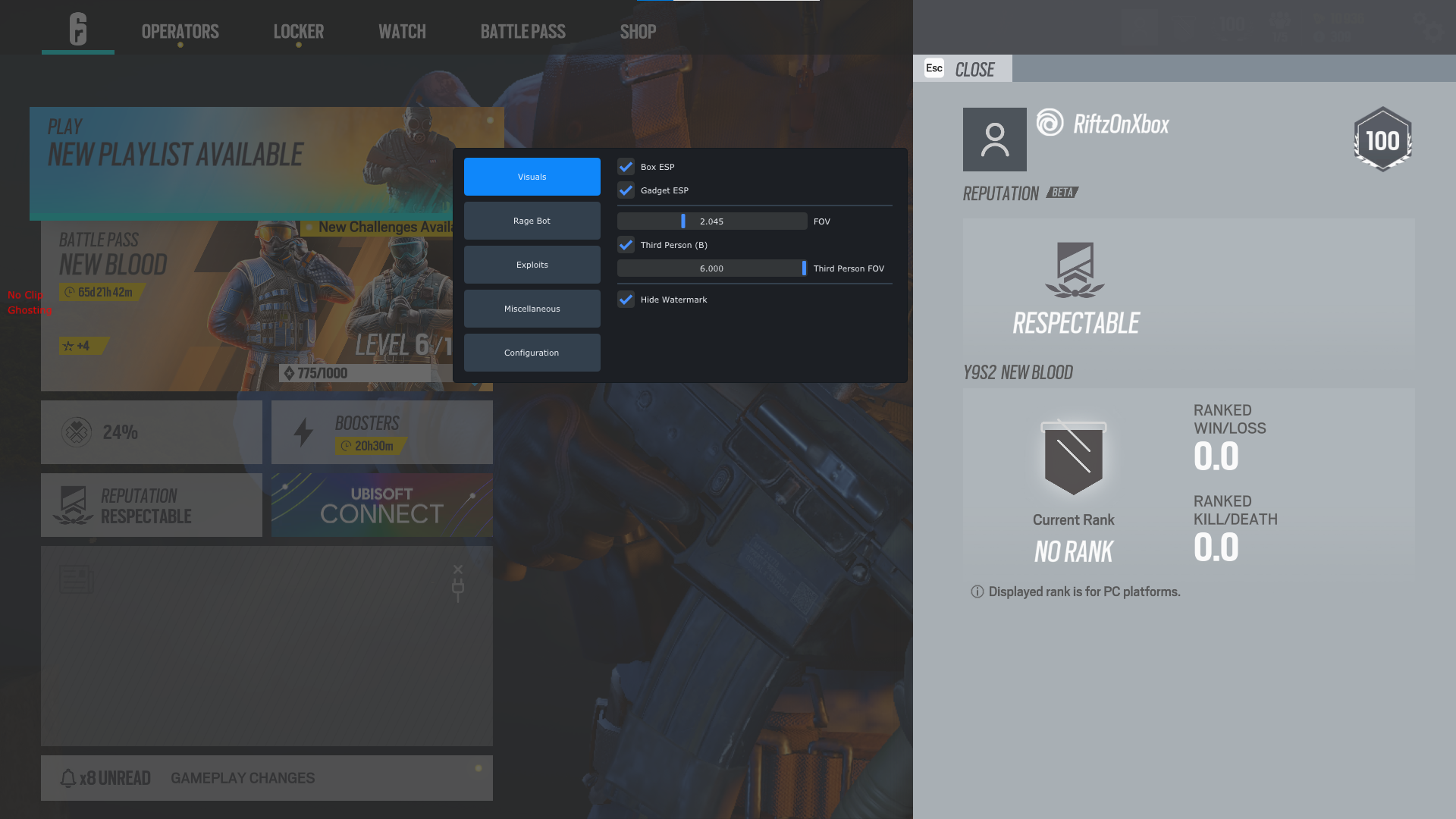 Reported RiftzOnXbox for Cheating by gloryholer6 on Rainbow Six Siege ...