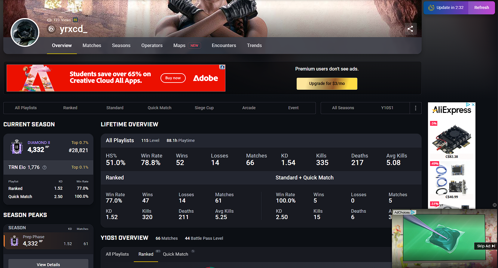 Reported yrxcd_ for Cheating by w9rden on Rainbow Six Siege | Reputation.gg